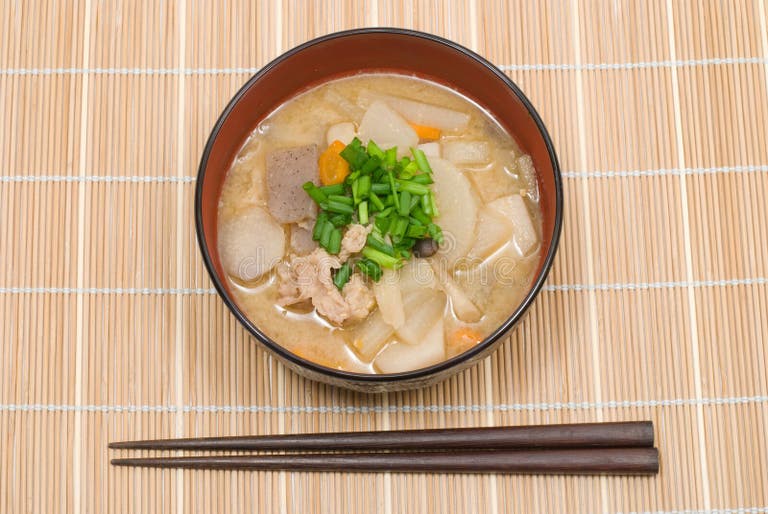 Tonjiru stock photo. Image of carrot, radish, miso, meal - 19949050