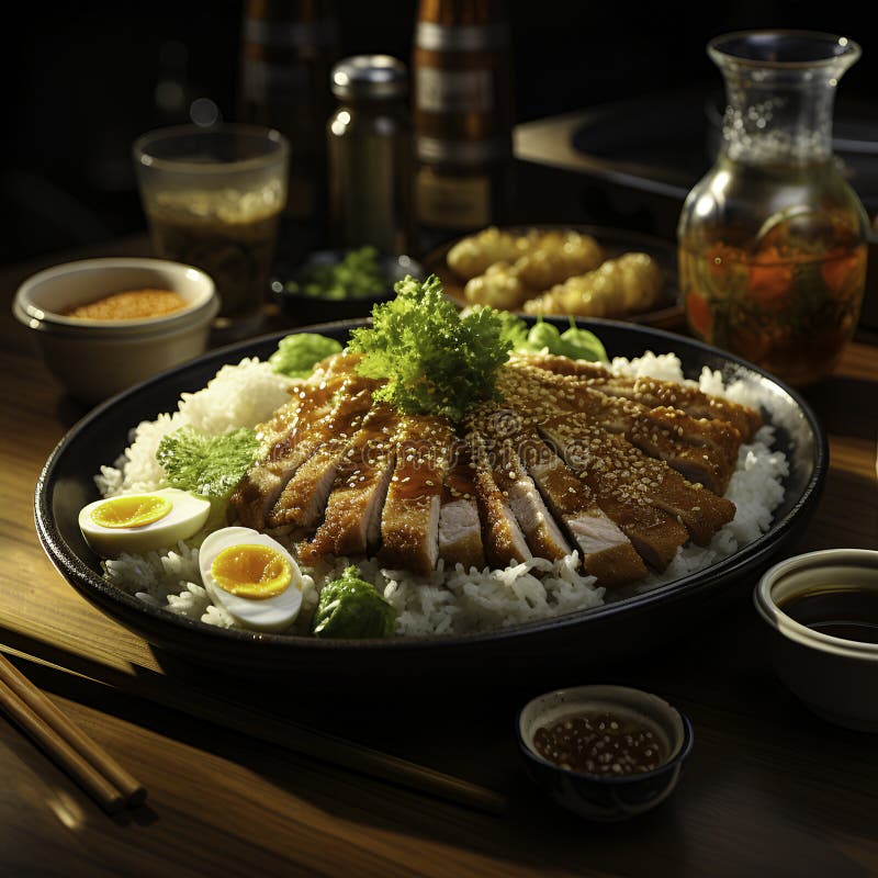 Tonkatsu on a Typical Table Stock Illustration - Illustration of ...