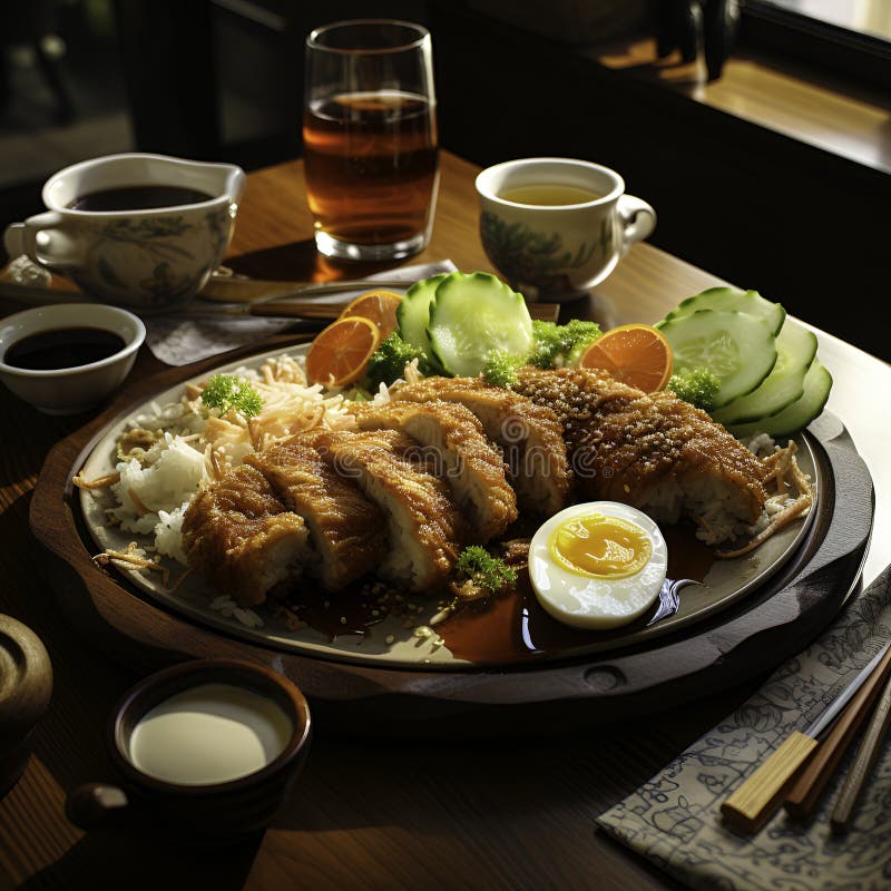 Tonkatsu on a Typical Table Stock Illustration - Illustration of ...
