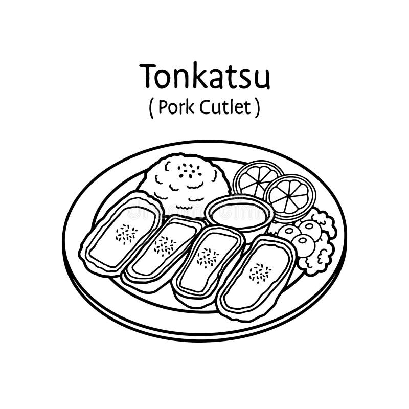 Tonkatsu - Japanese Deep Fried Pork Cutlet Dish Stock Vector ...