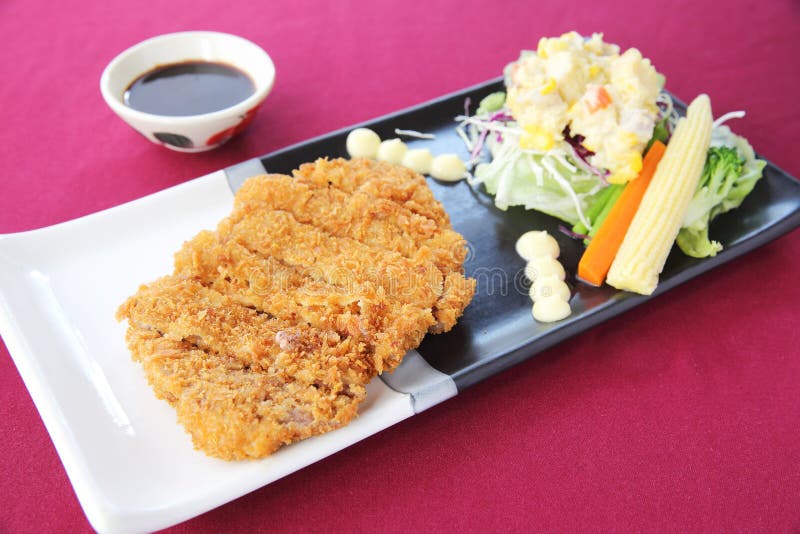 Tonkatsu Pork Cutlet Set , Japanese Food Stock Image - Image of black ...
