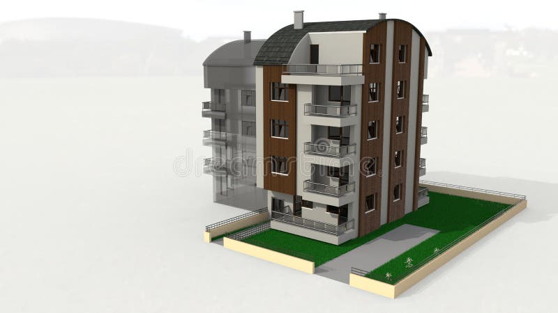 Tonos Five-story Roofed Architectural Work, 3d Rendering Stock Photo ...