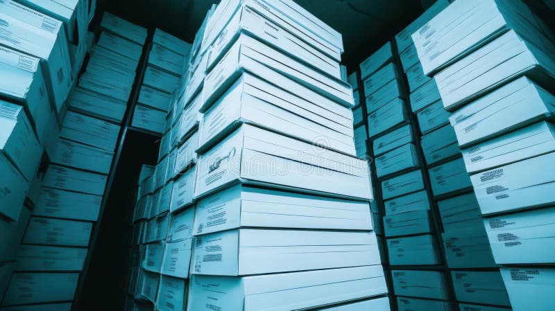 Tons of Archive Boxes are Stored for Storage with Organization Concept ...