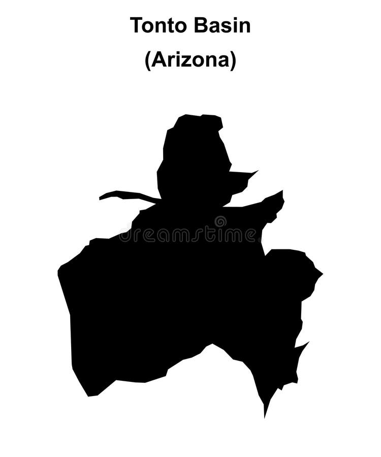 Tonto Basin outline map stock vector. Illustration of outline - 385911013