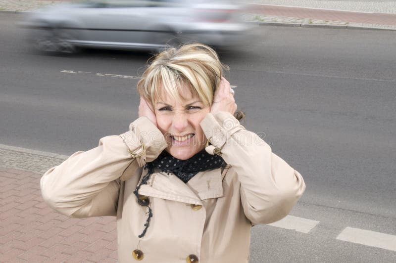 Loud traffic and woman stock photo. Image of negative - 19728216