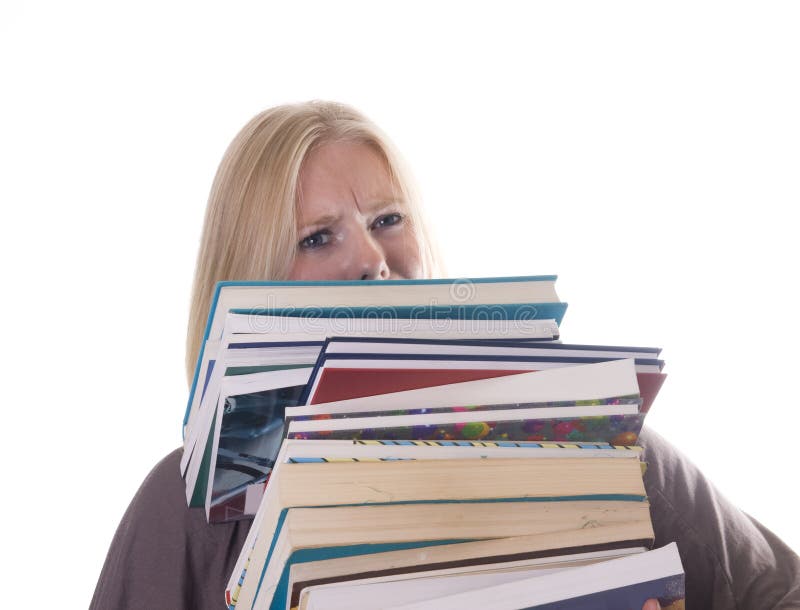 Too many books stock image. Image of cute, reading, serious - 10340095