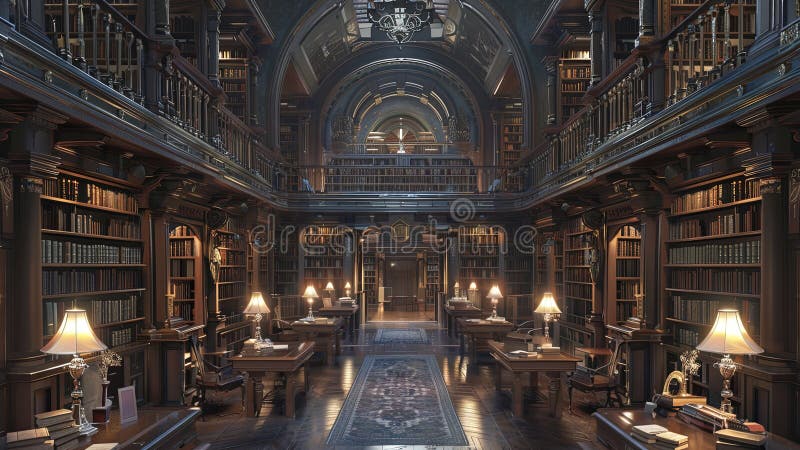 Too Many Books in the Library, Library Inside, Modern Library Interior ...