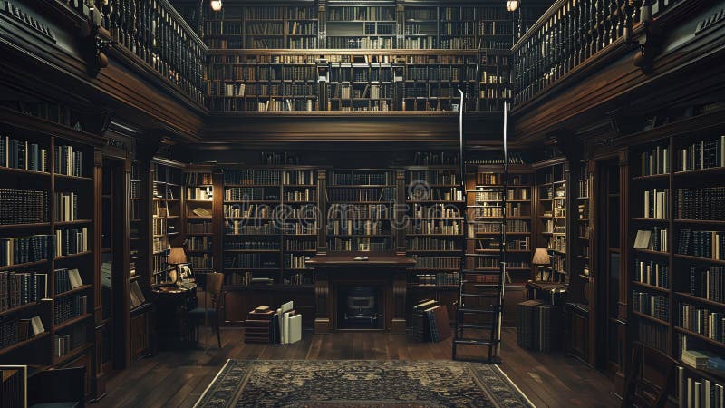 Too Many Books in the Library, Library Inside, Modern Library Interior ...