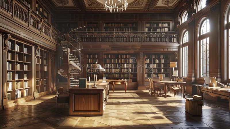 Too Many Books in the Library, Library Inside, Modern Library Interior ...