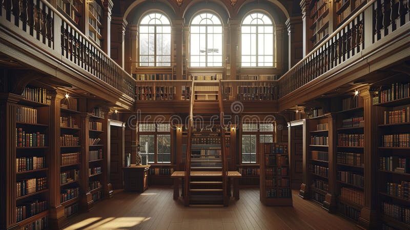 Too Many Books in the Library, Library Inside, Modern Library Interior ...