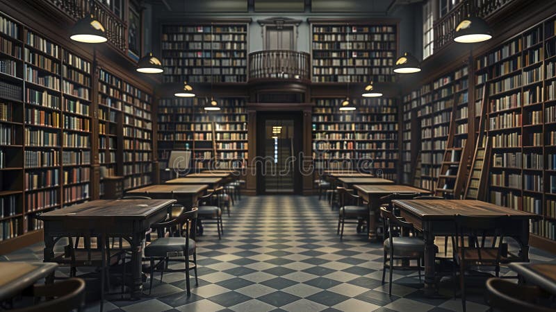 Too Many Books in the Library, Library Inside, Modern Library Interior ...