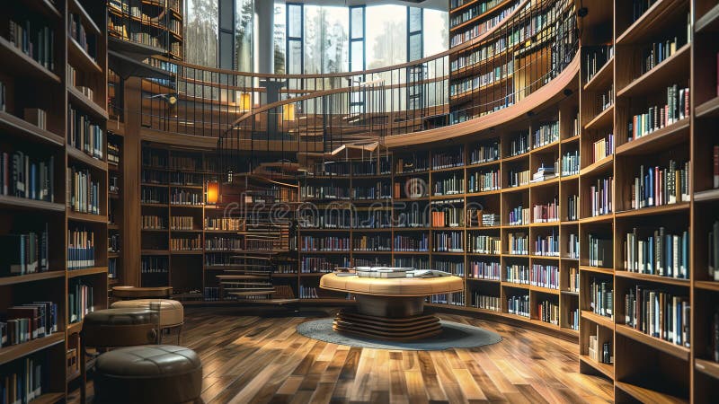 Too Many Books in the Library, Library Inside, Modern Library Interior ...