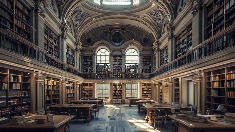 Too Many Books in the Library, Library Inside, Modern Library Interior ...