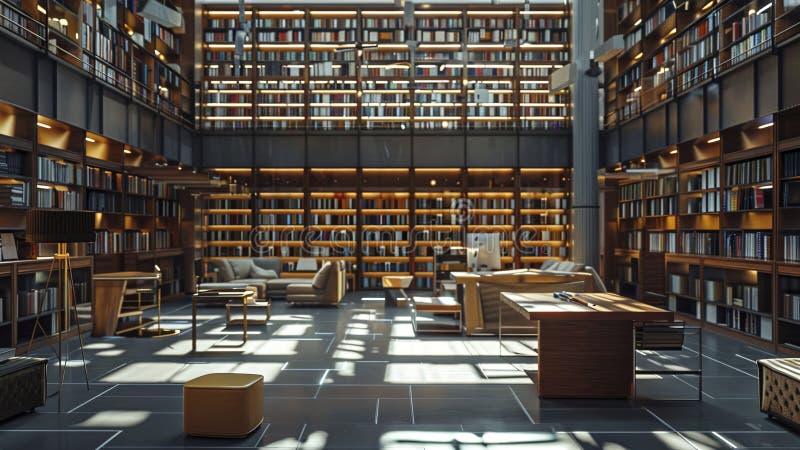 Too Many Books in the Library, Library Inside, Modern Library Interior ...