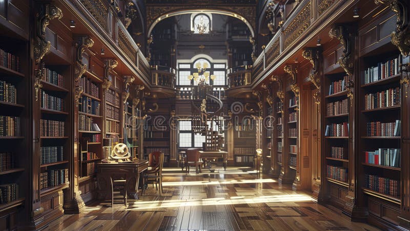 Too Many Books in the Library, Library Inside, Modern Library Interior ...