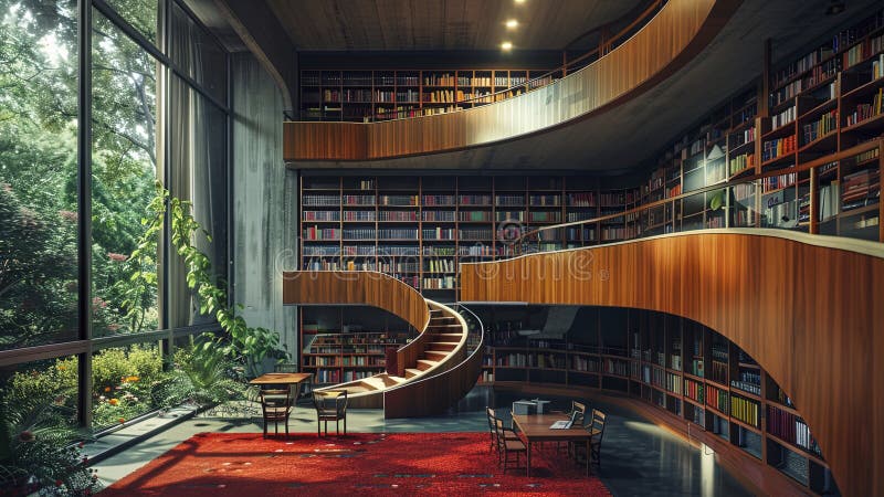 Too Many Books in the Library, Library Inside, Modern Library Interior ...