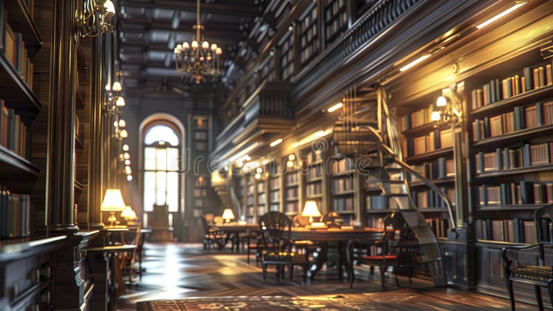 Too Many Books in the Library, Library Inside, Modern Library Interior ...