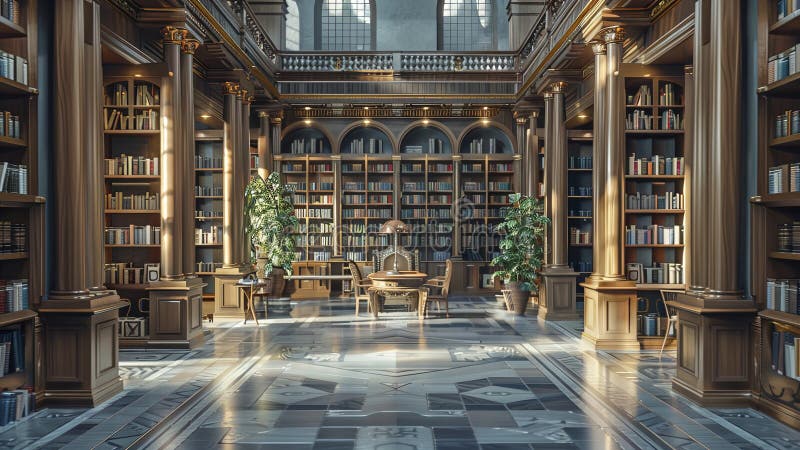 Too Many Books in the Library, Library Inside, Modern Library Interior ...