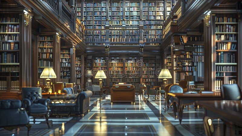 Too Many Books in the Library, Library Inside, Modern Library Interior ...