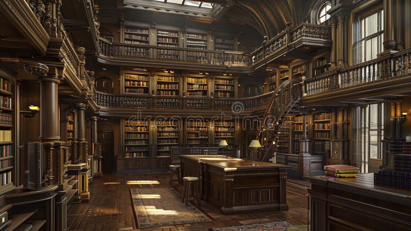 Too Many Books in the Library, Library Inside, Modern Library Interior ...