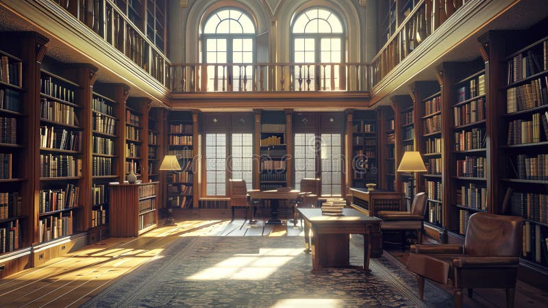 Too Many Books in the Library, Library Inside, Modern Library Interior ...