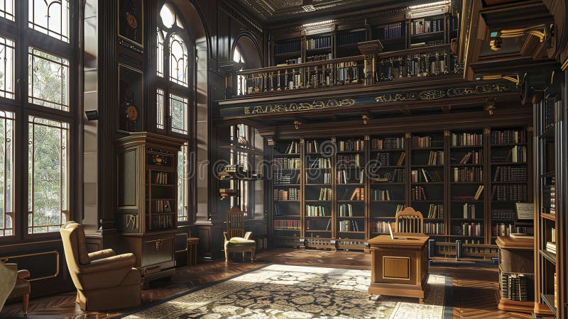 Too Many Books in the Library, Library Inside, Modern Library Interior ...