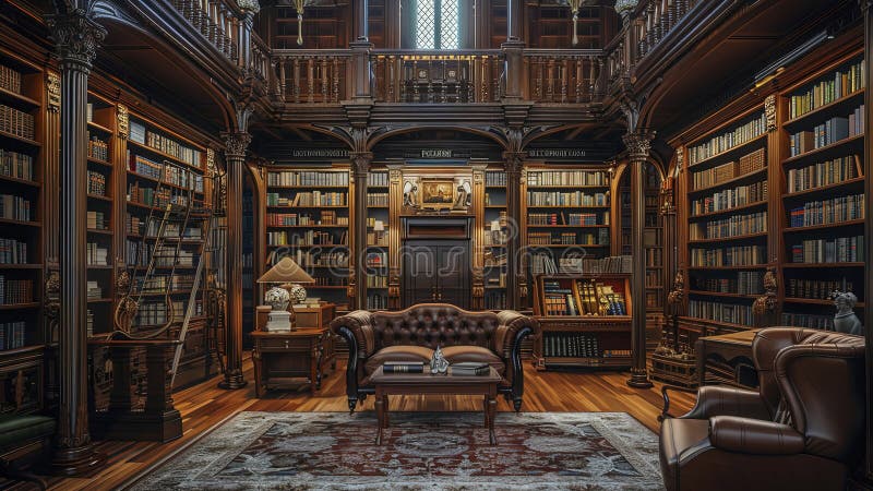 Too Many Books in the Library, Library Inside, Modern Library Interior ...