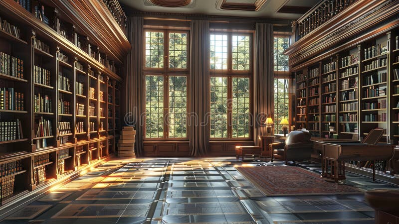 Too Many Books in the Library, Library Inside, Modern Library Interior ...