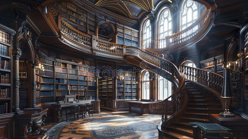 Too Many Books in the Library, Library Inside, Modern Library Interior ...