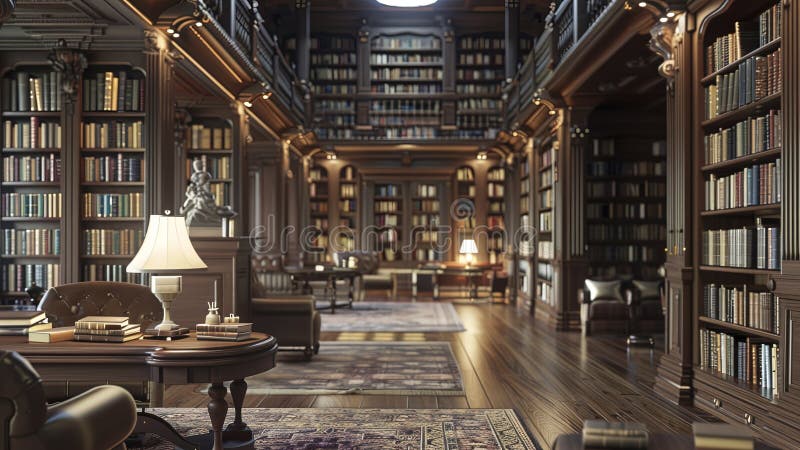 Too Many Books in the Library, Library Inside, Modern Library Interior ...