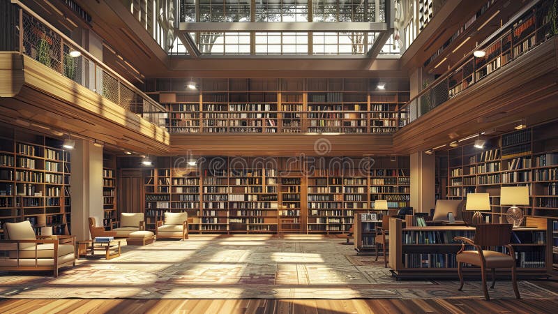 Too Many Books in the Library, Library Inside, Modern Library Interior ...