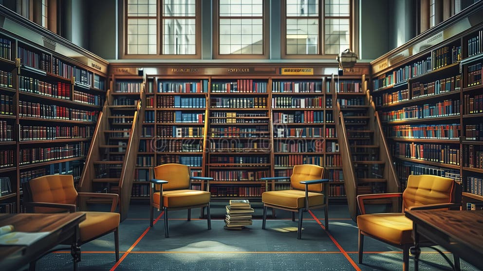 Too Many Books in the Library, Library Inside, Modern Library Interior ...
