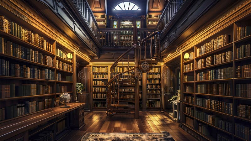 Too Many Books in the Library, Library Inside, Modern Library Interior ...