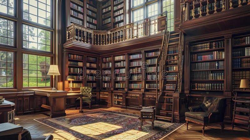 Too Many Books in the Library, Library Inside, Modern Library Interior ...