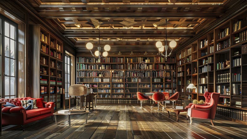 Too Many Books in the Library, Library Inside, Modern Library Interior ...