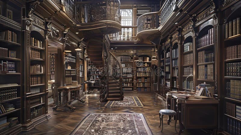 Too Many Books in the Library, Library Inside, Modern Library Interior ...