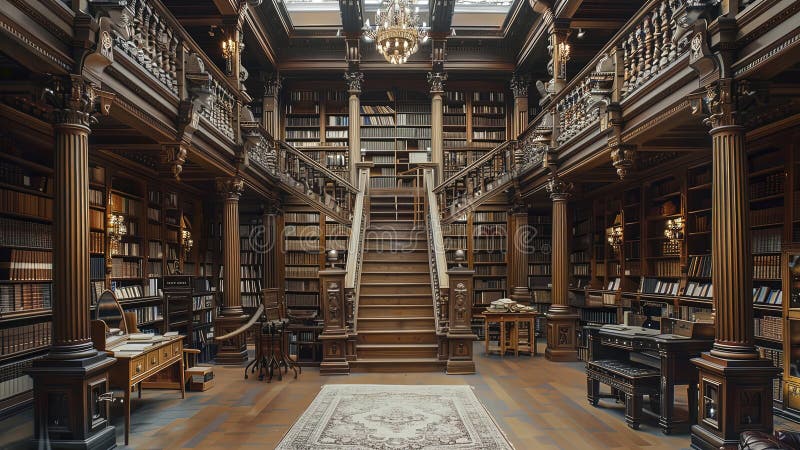 Too Many Books in the Library, Library Inside, Modern Library Interior ...