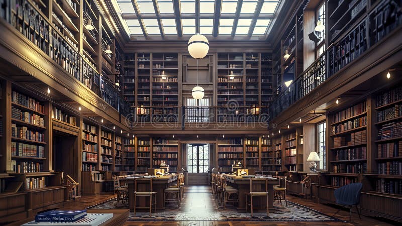 Too Many Books in the Library, Library Inside, Modern Library Interior ...