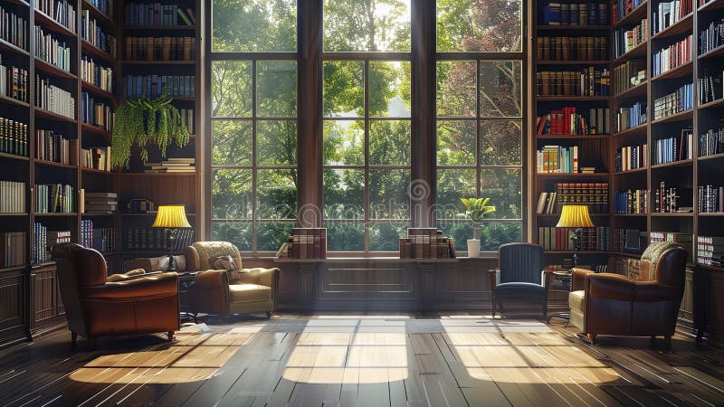 Too Many Books in the Library, Library Inside, Modern Library Interior ...