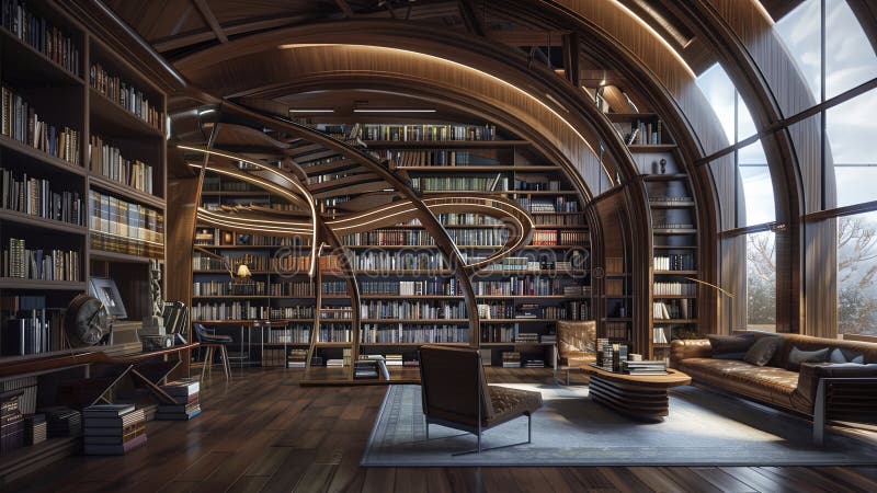 Too Many Books in the Library, Library Inside, Modern Library Interior ...