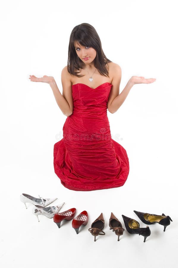 Too many choices stock image. Image of shoes, happy, brown - 4424783