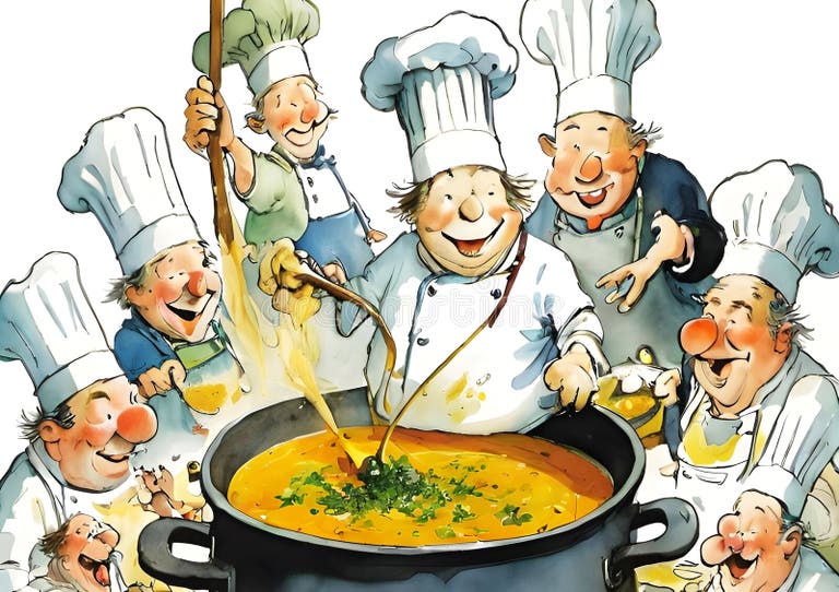 Too Many Cooks Spoil the Broth Idiom Visualised Stock Image - Image of ...