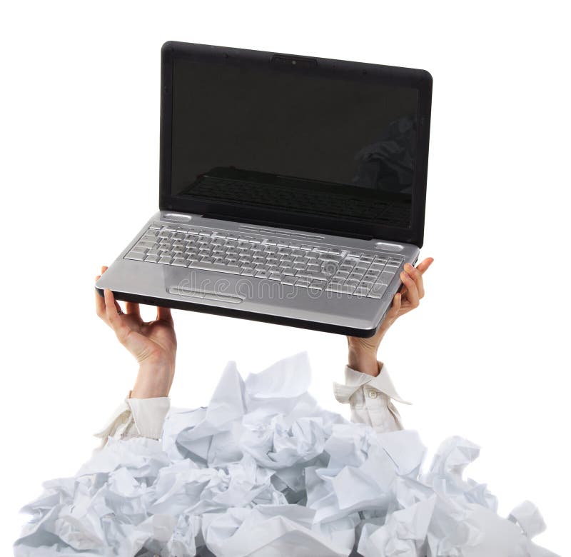Worker buried in paperwork stock image. Image of ball - 13640323