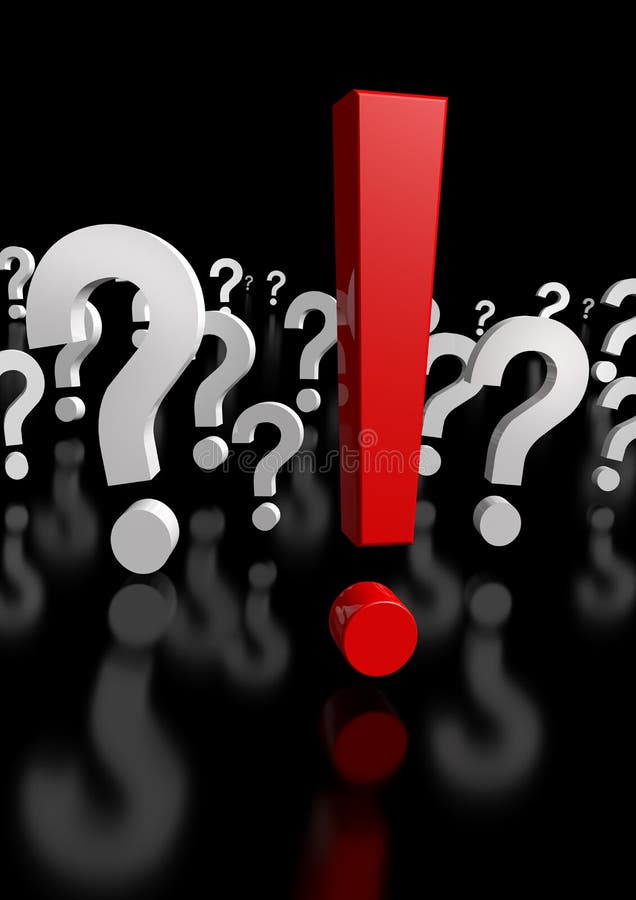 Too Many Questions, only One Exclamation Mark! 3d Stock Illustration ...