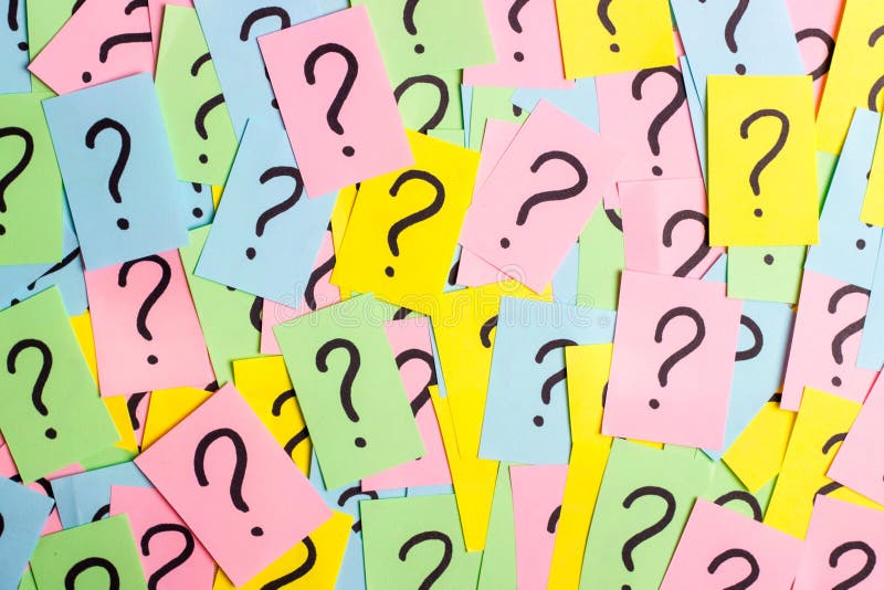 Too Many Questions. Pile of Colorful Paper Notes with Question Marks ...