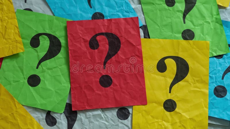 Too Many Questions. a Pile of Colorful Paper Notes with Question Marks ...