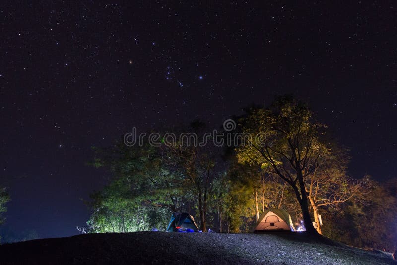 Stars over camping stock image. Image of fire, dark, camp - 59658709
