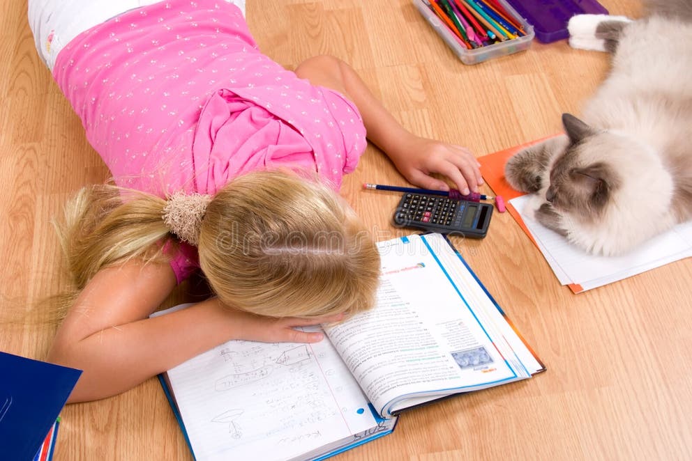 Too much homework stock image. Image of girls, mathematical - 3629933