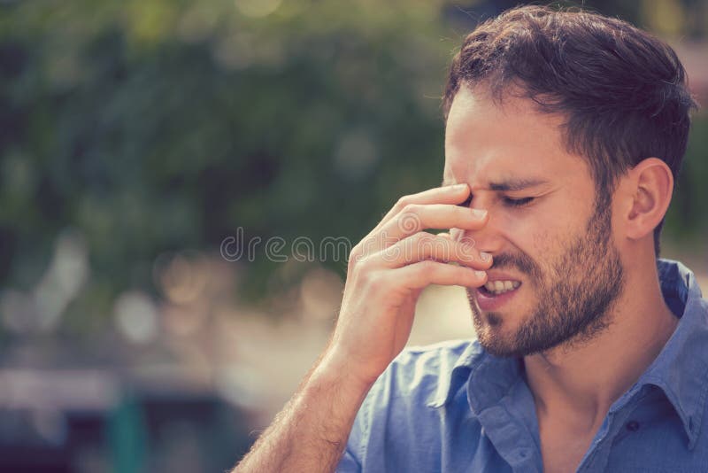 Too Much To Handle. Stressed Man Standing Outdoors Stock Image - Image ...