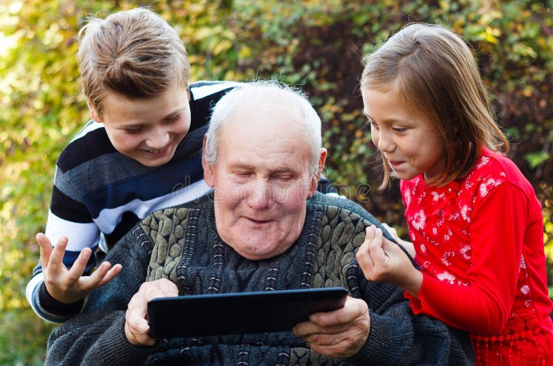 Too old to use a tablet? stock photo. Image of portable - 35490194